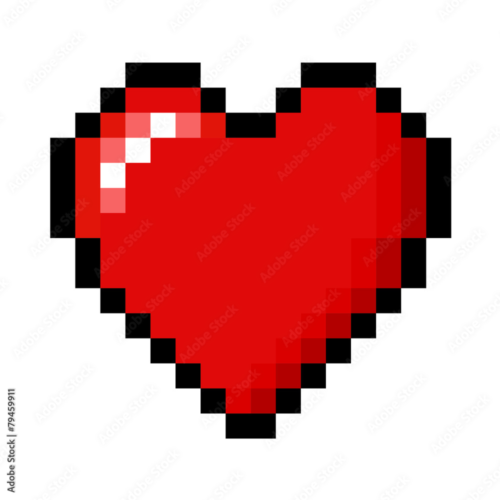 Pixel Art Heart Stock Vector | Adobe Stock