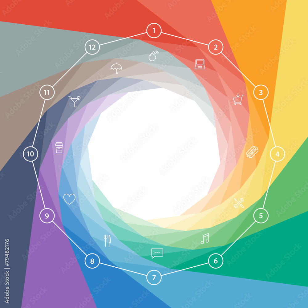 Vetor de Geometric vortex diagram chart with text areas and icons do ...