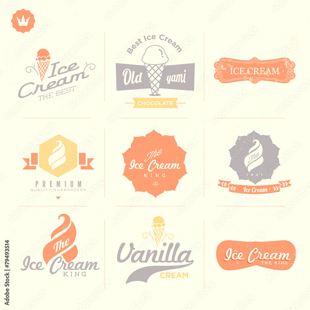 ice cream shop logo badges and labels Stock Vector | Adobe Stock