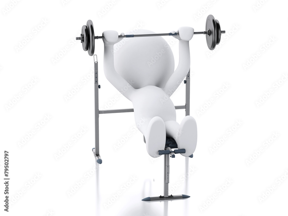 3d white people lifting heavy weights. gym concept Stock Illustration ...