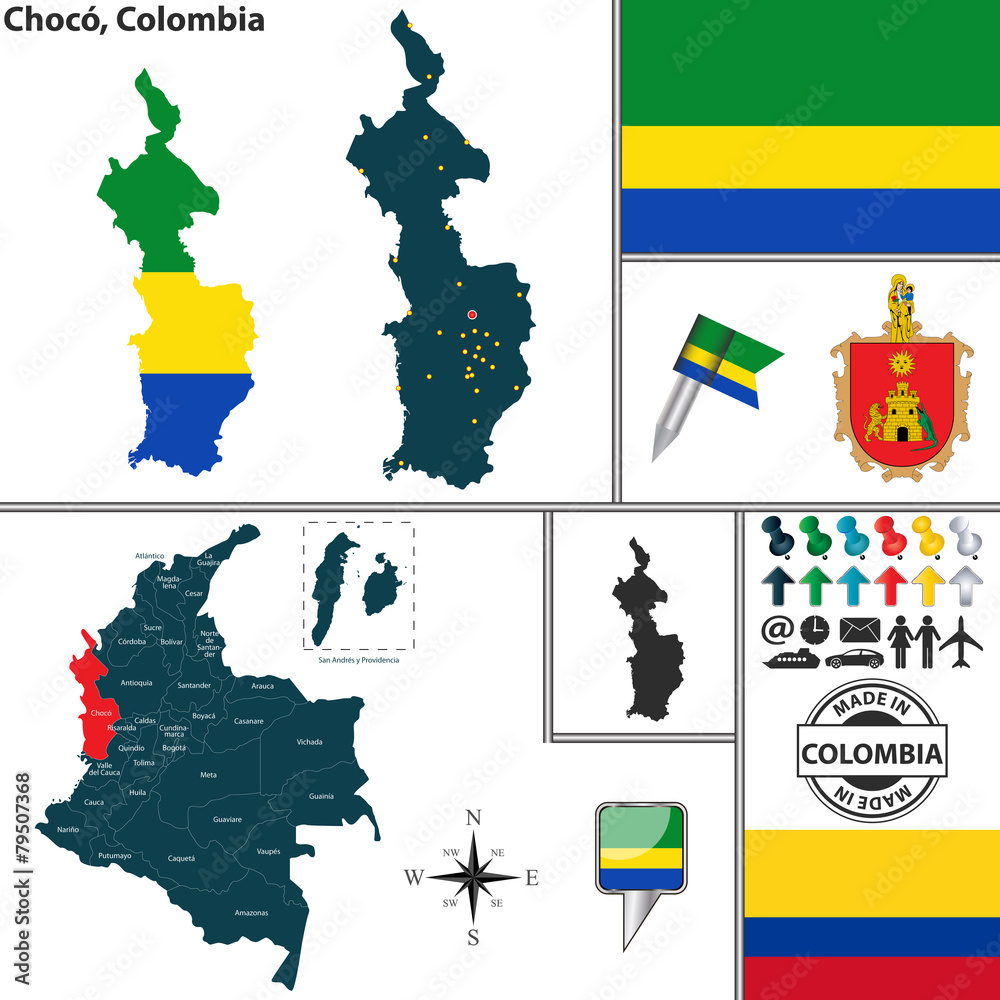 Map of Choco, Colombia Stock Vector | Adobe Stock