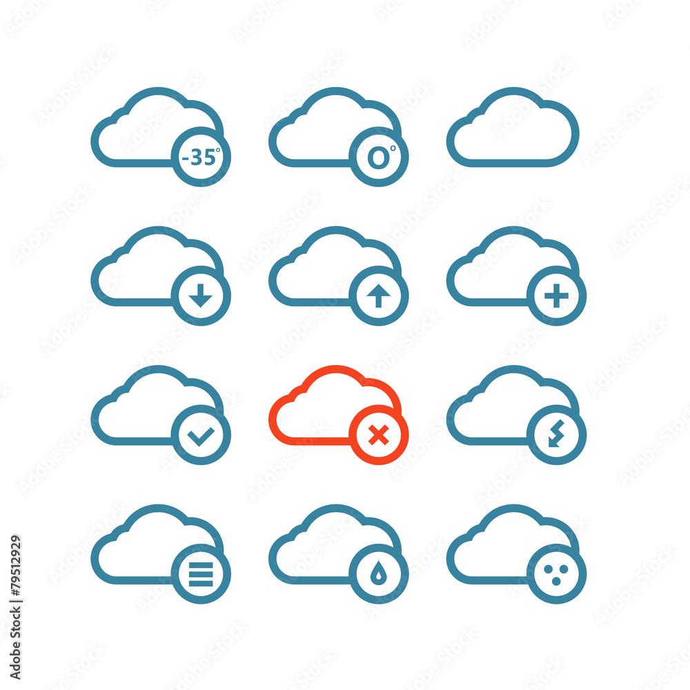 Different forecast icons set with rounded corners. Design elemen Stock ...