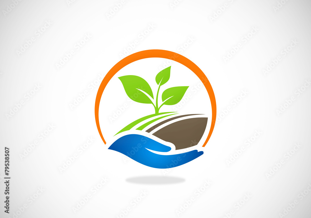 seed hand nature ecology vector logo Stock Vector | Adobe Stock