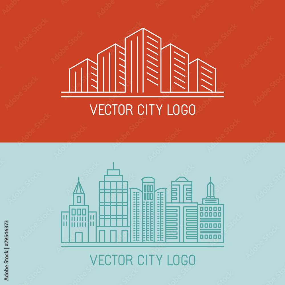 Vector linear city logo concepts Stock Vector | Adobe Stock