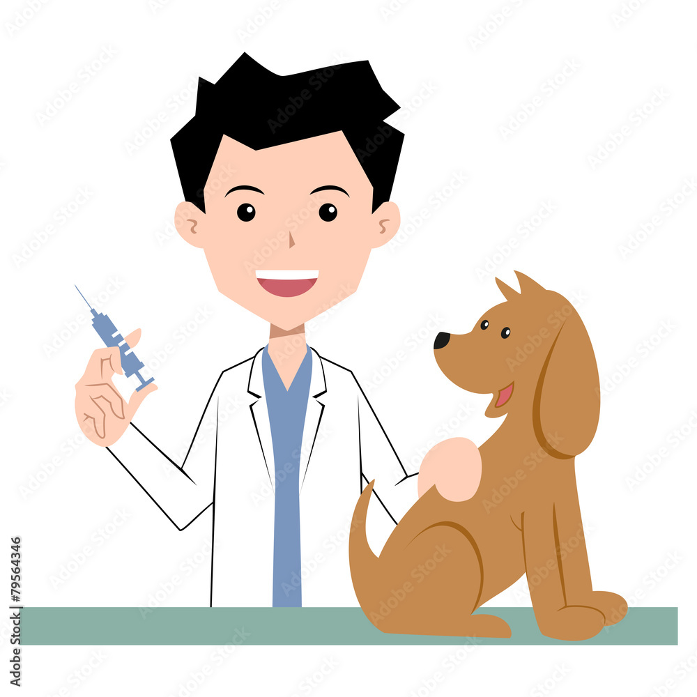 Vet and dog, vaccination, vector illustration Stock Vector | Adobe Stock