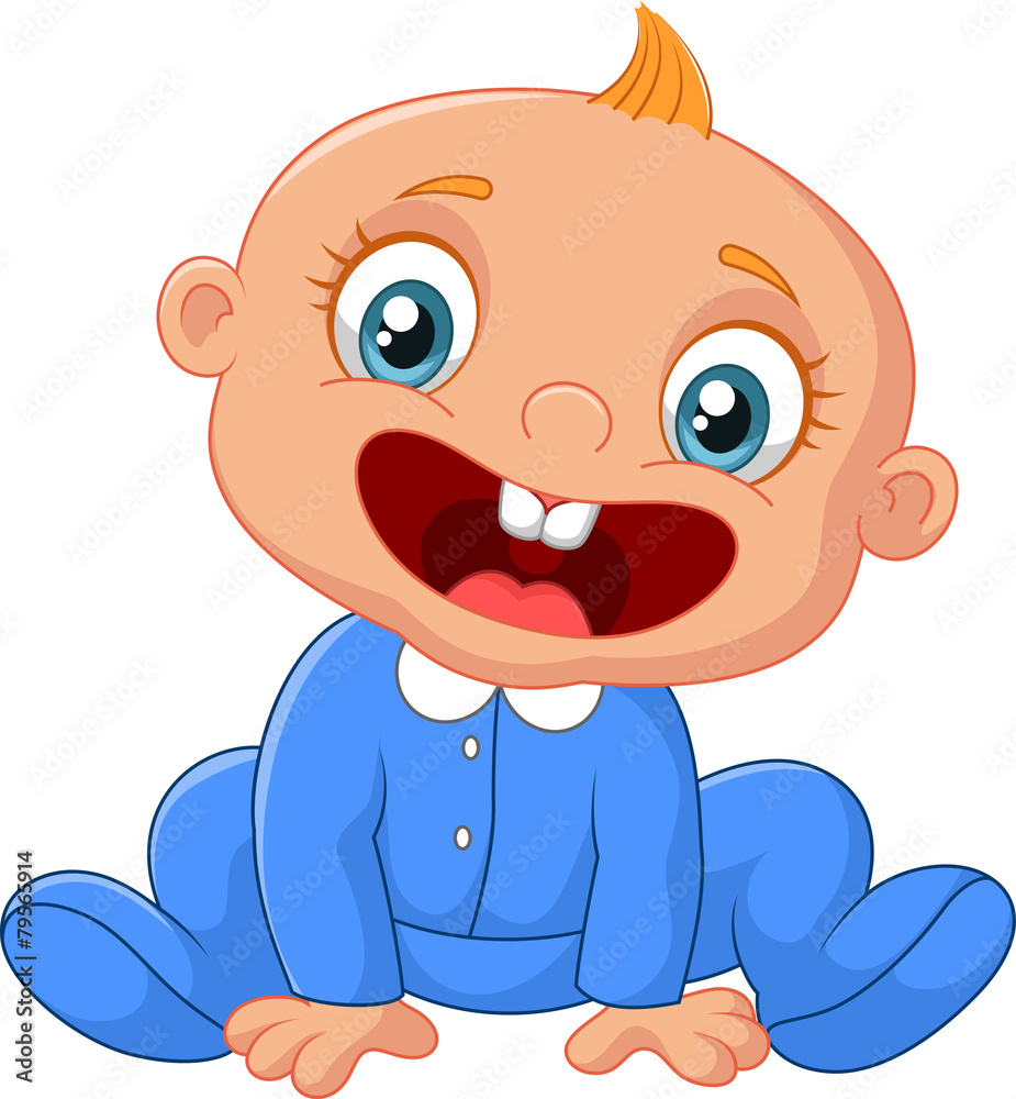 Happy cartoon baby boy Stock Vector | Adobe Stock