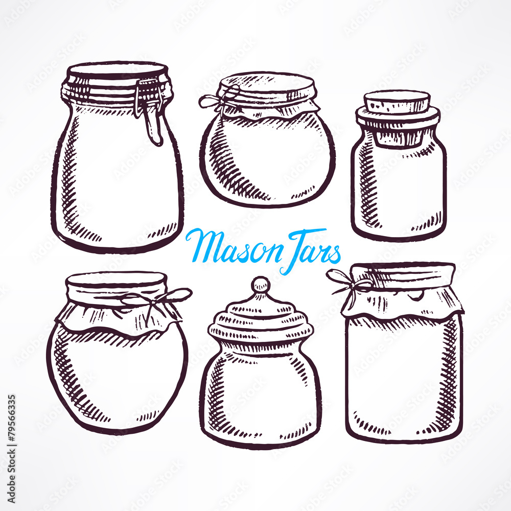 sketch mason jars Stock Vector | Adobe Stock