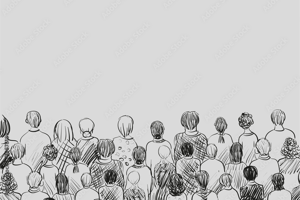 sketch of people crowd - watching and listening Stock Vector | Adobe Stock