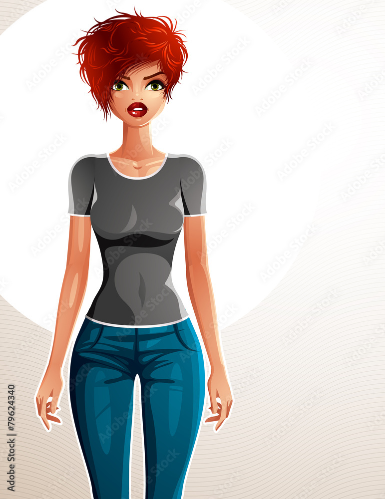 Sexy coquette white-skin woman full body portrait. Gorgeous Cauc Stock ...