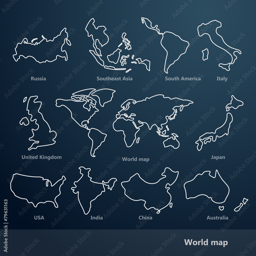 World Map line vector Illustration Stock Vector | Adobe Stock