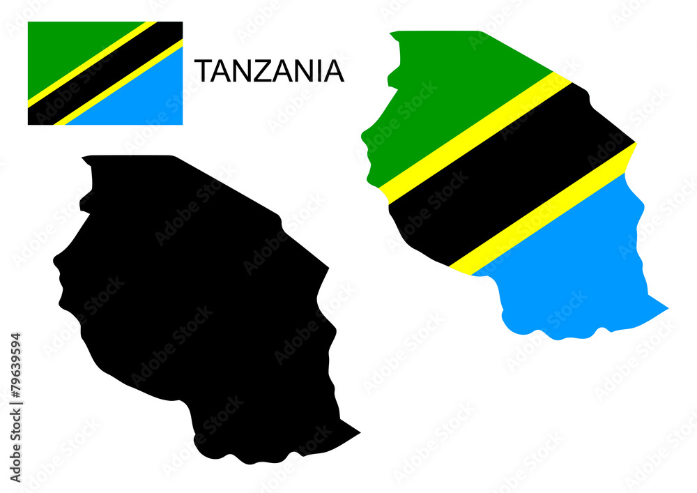Tanzania map and flag vector, Tanzania map, Tanzania flag Stock Vector ...