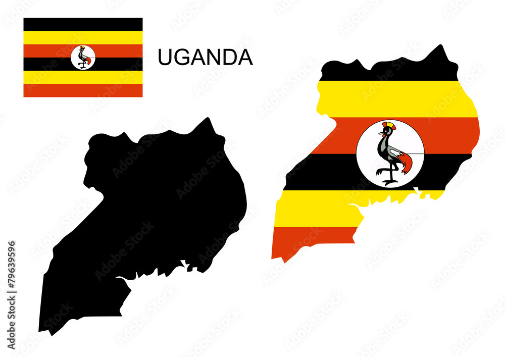 Uganda Map And Flag Vector Uganda Map Uganda Flag Stock Vector