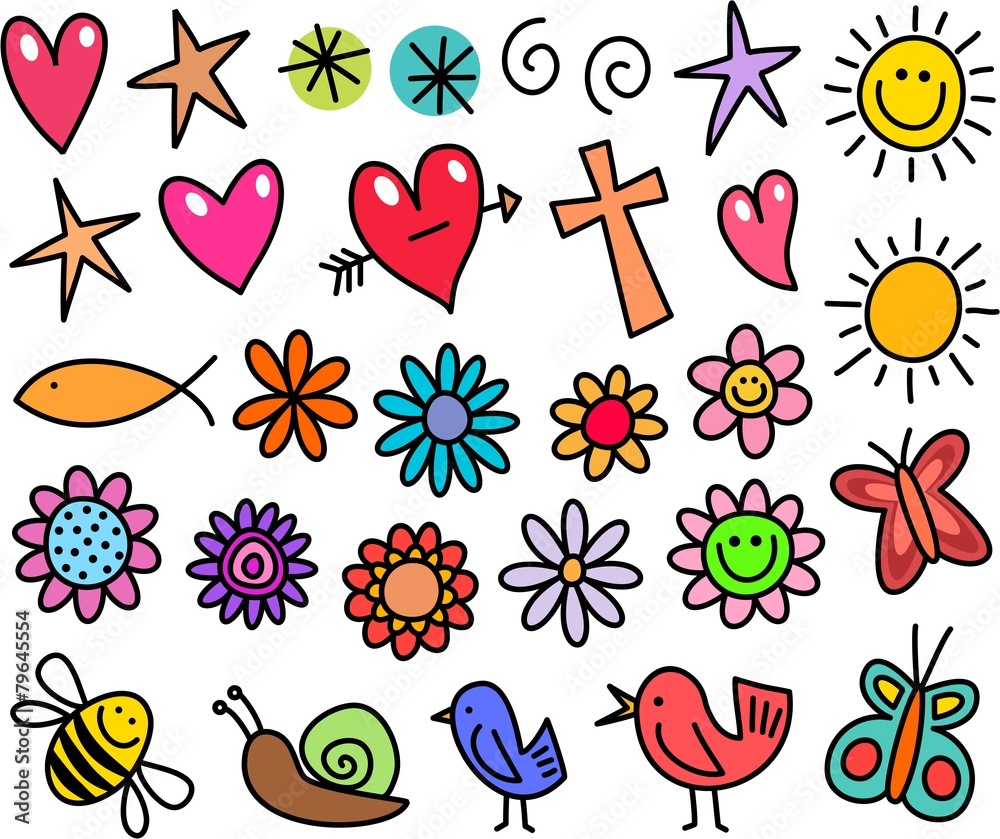 Whimsical Icons Stock Illustration | Adobe Stock