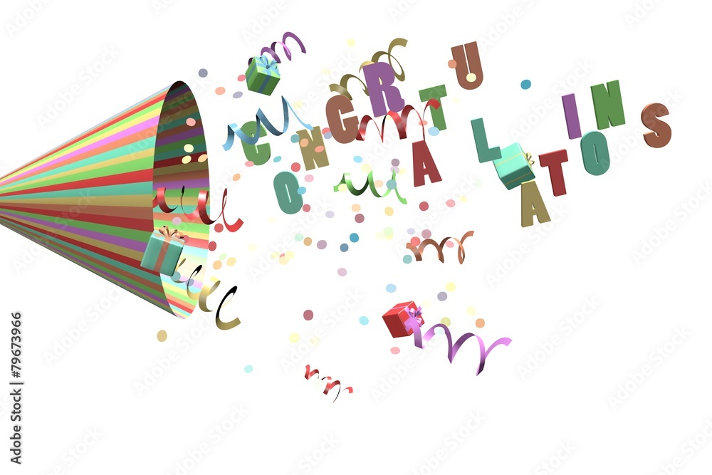 Gefeliciteerd feest toeter Stock Illustration | Adobe Stock