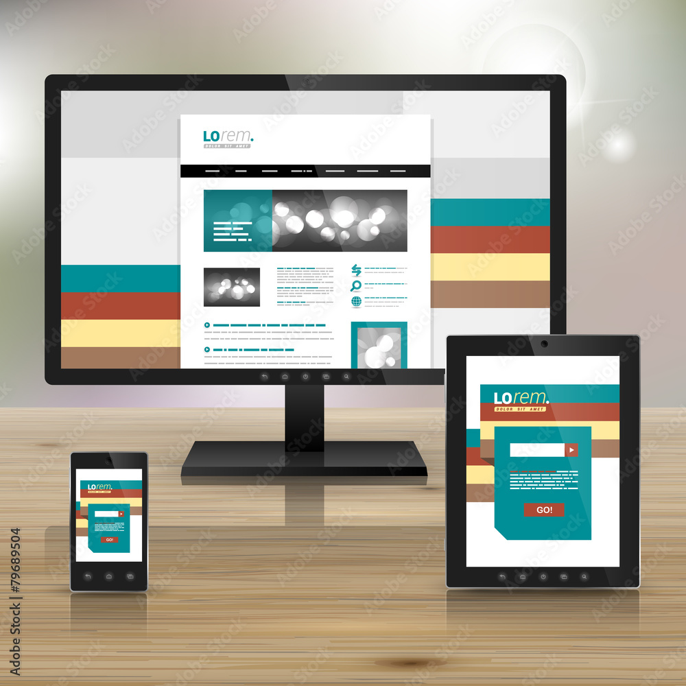 Corporate template design with applications Stock Vector | Adobe Stock