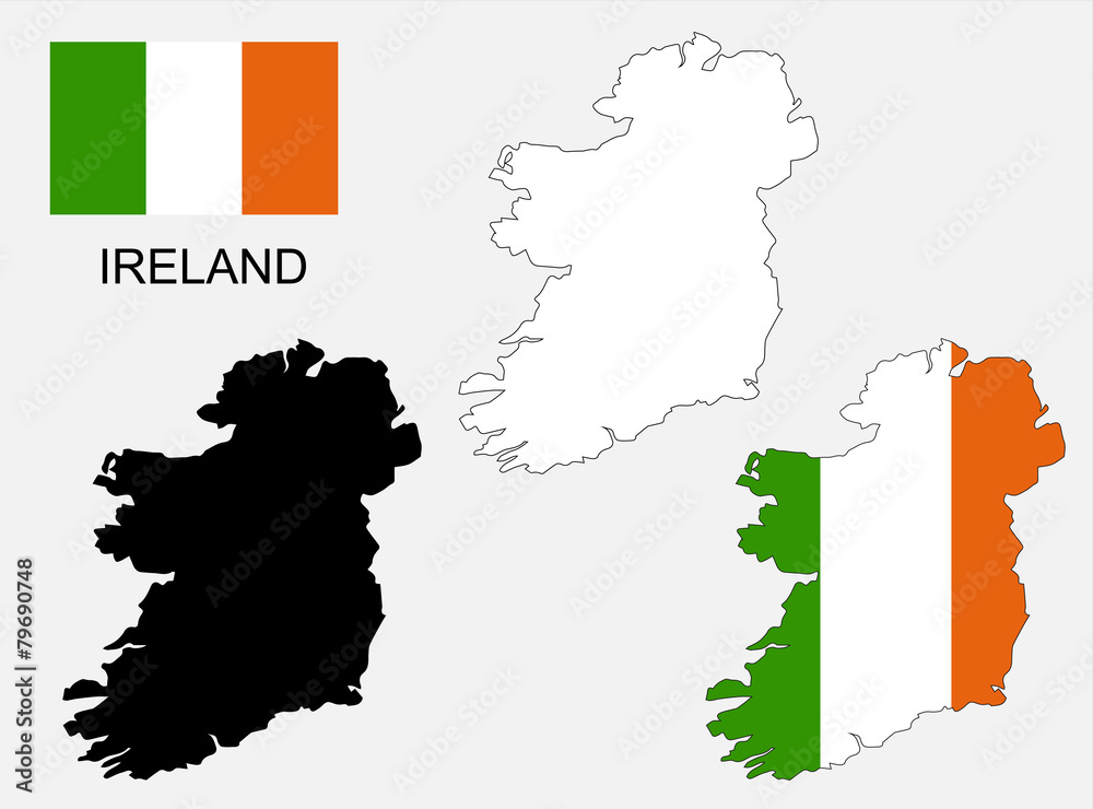 Ireland map and flag vector, Ireland map, Ireland flag Stock Vector ...