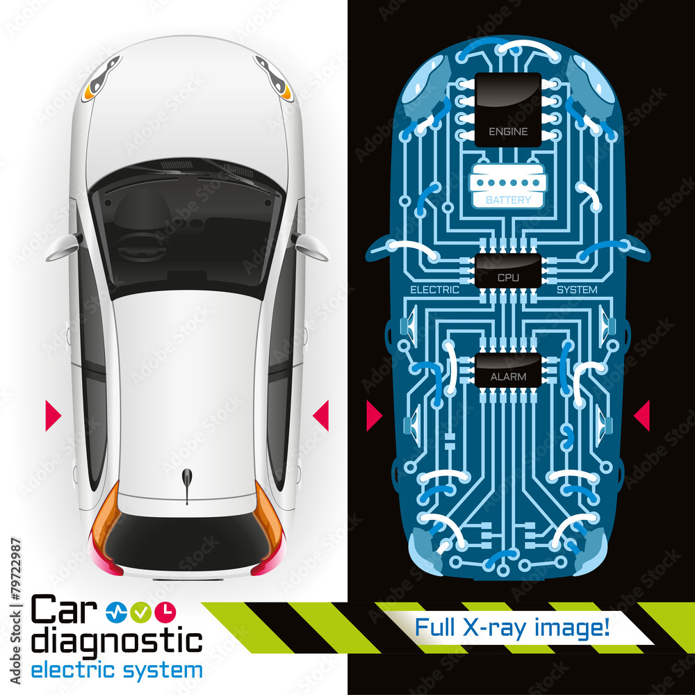 X-ray Car Diagnostic of Electric System Stock Vector | Adobe Stock