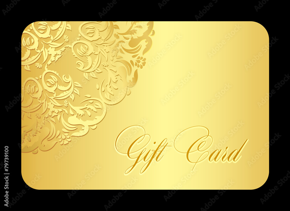 Luxury golden gift card with rounded lace Stock Vector | Adobe Stock
