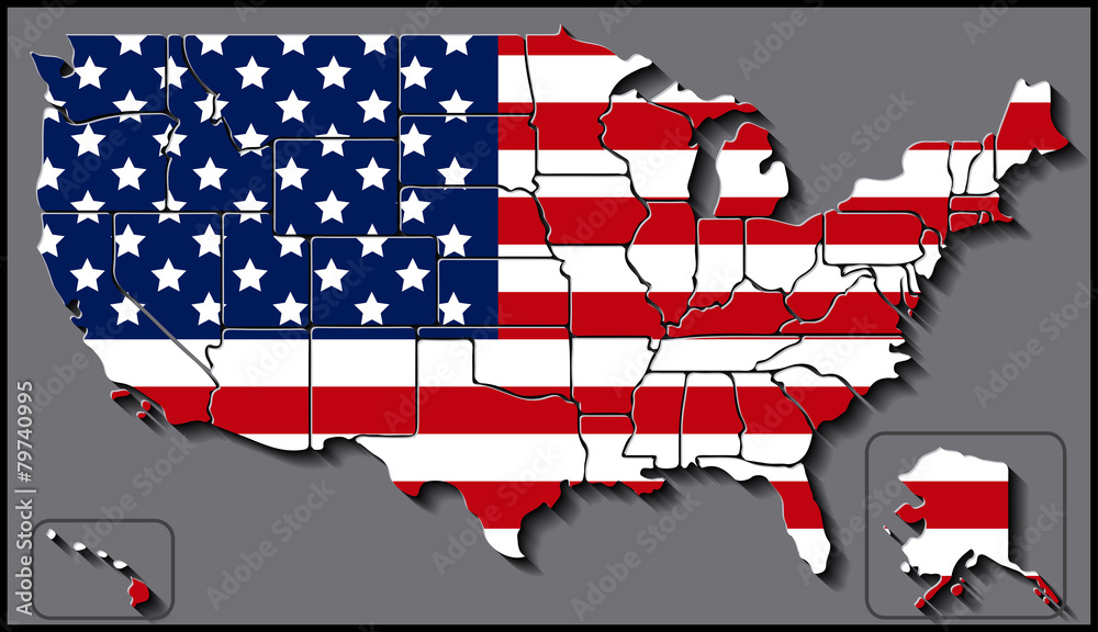 USA Map with Flag Background Stock Vector | Adobe Stock