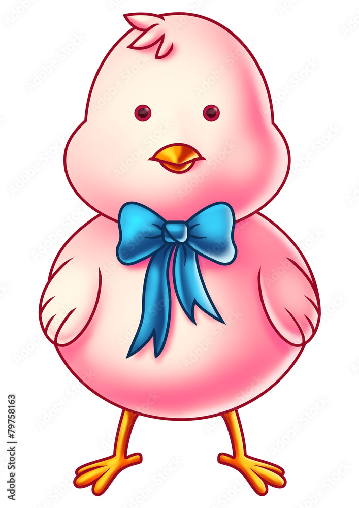 Pink Easter Chicken Cartoon Character Stock Illustration | Adobe Stock