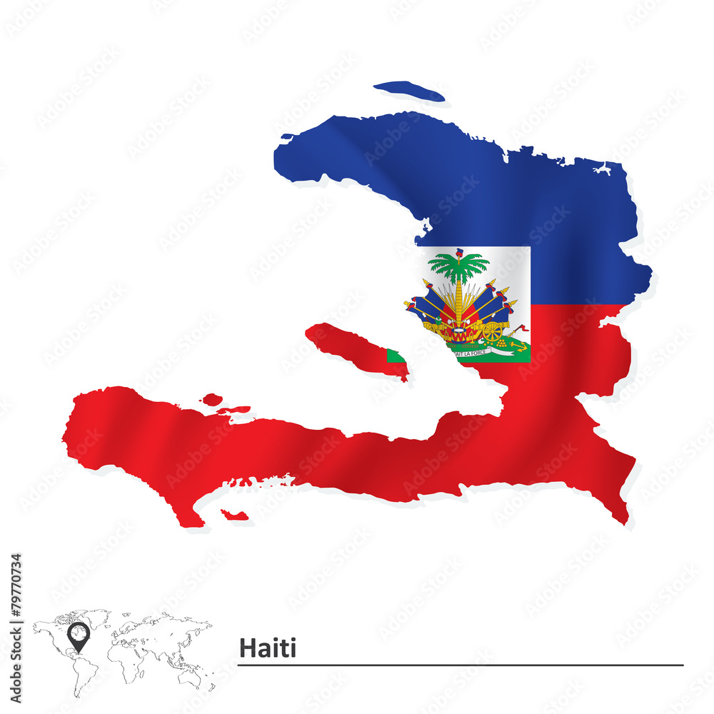 Map of Haiti with flag Stock Vector | Adobe Stock