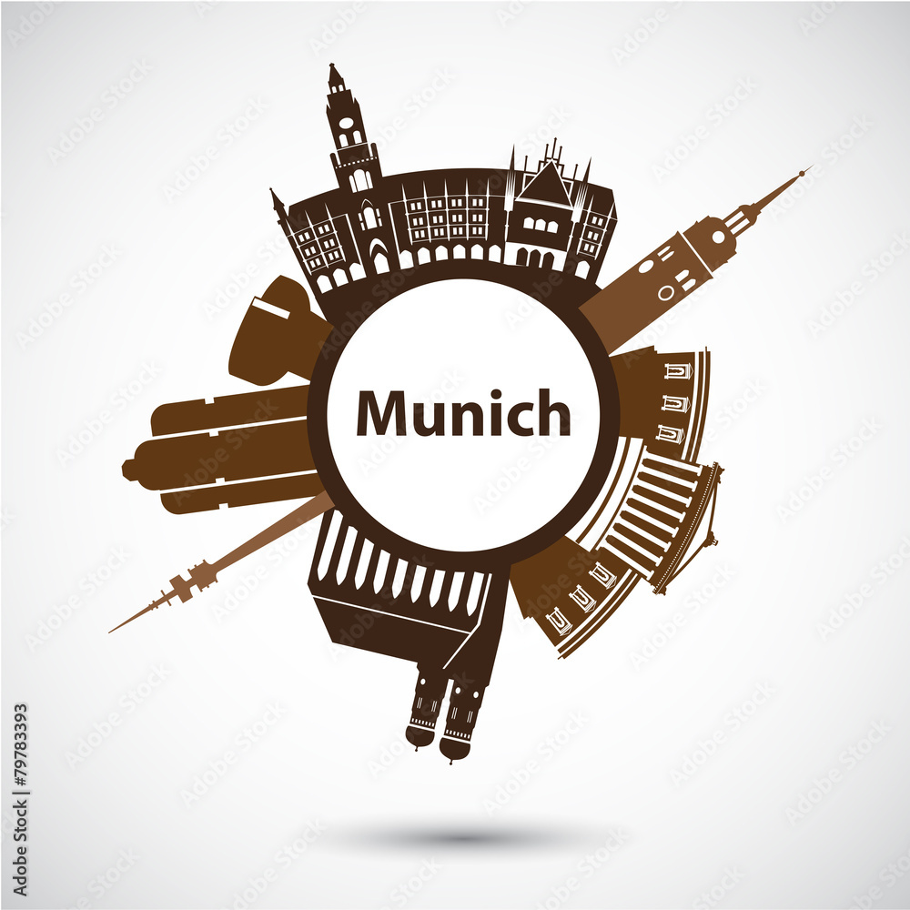 Vector silhouette of Munich. Circular logo Stock Vector | Adobe Stock
