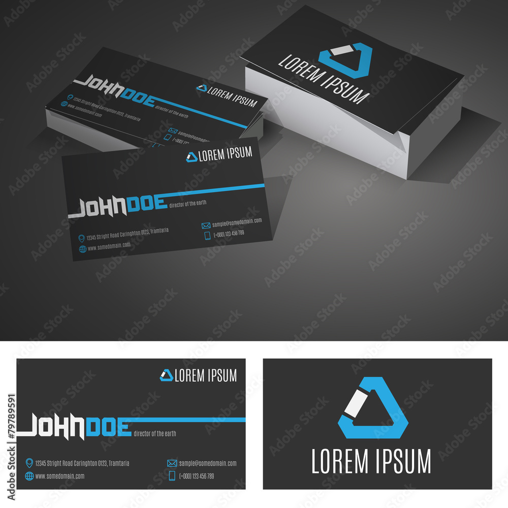 Business Card Background Design Template with Icons. Vector Stock ...