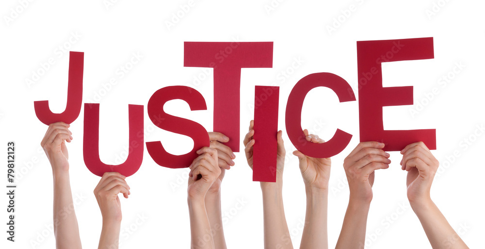 Many People Hands Holding Red Word Justice Stock Photo | Adobe Stock