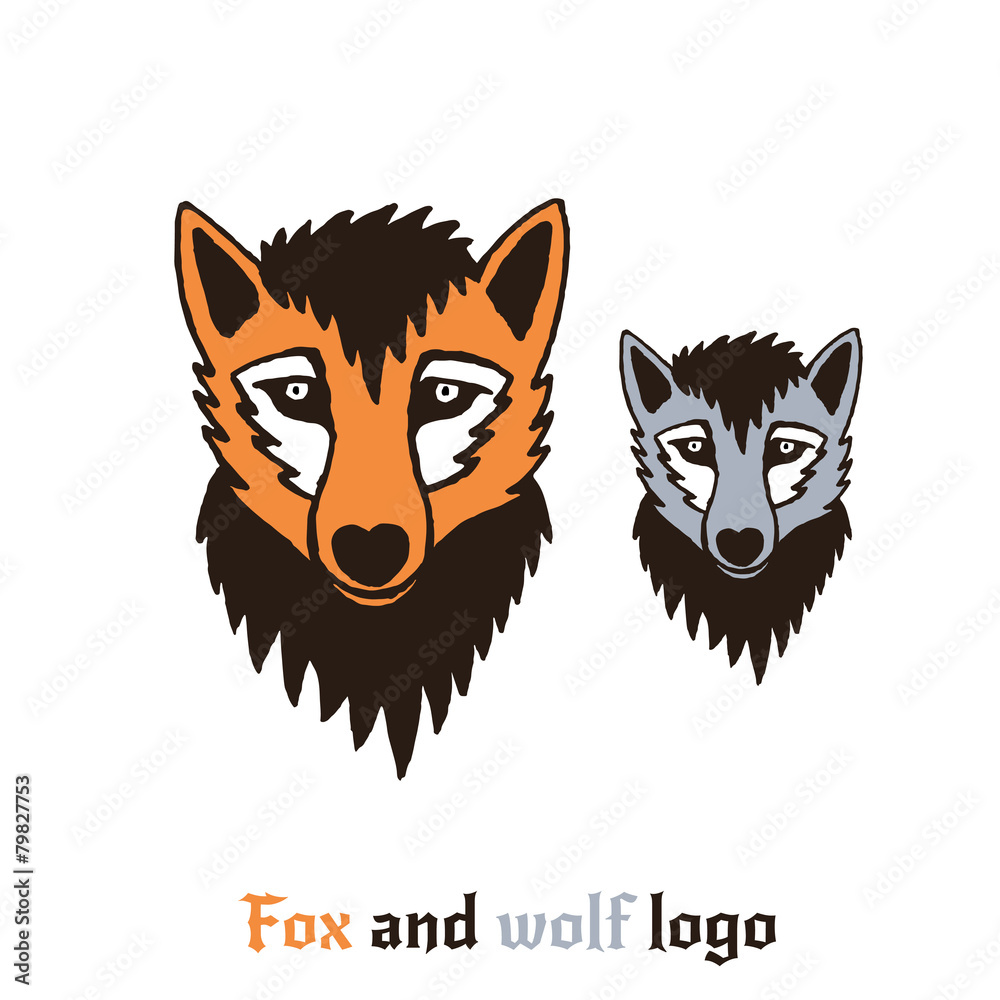 Vector illustration of a fox and wolf. Cute and fun cartoon Stock ...