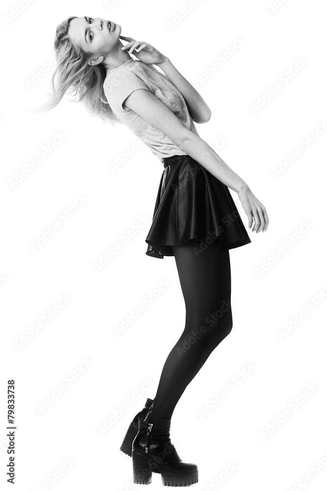 Fashion girl model posing on white background Stock Photo | Adobe Stock