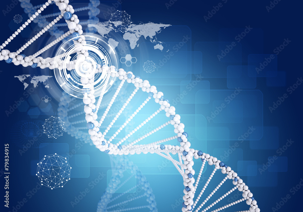 Human DNA. Background of hexagons, boards, graph, world map Stock ...