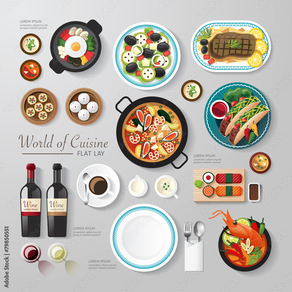 Infographic food business flat lay idea. Vector illustration Stock ...