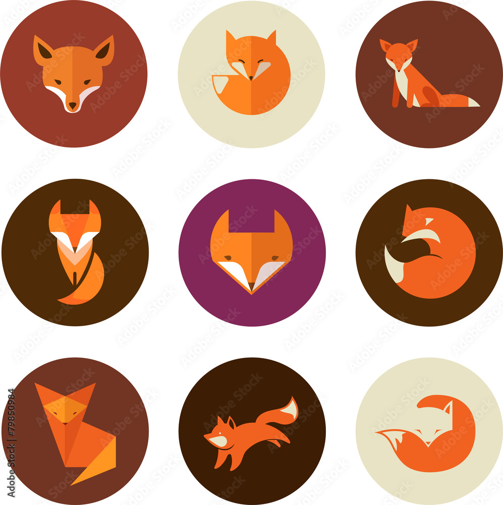 Fox icons, illustrations and elements Stock-Vektorgrafik | Adobe Stock