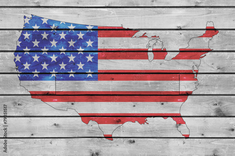 usa flag map on wood texture background Stock Photo | Adobe Stock