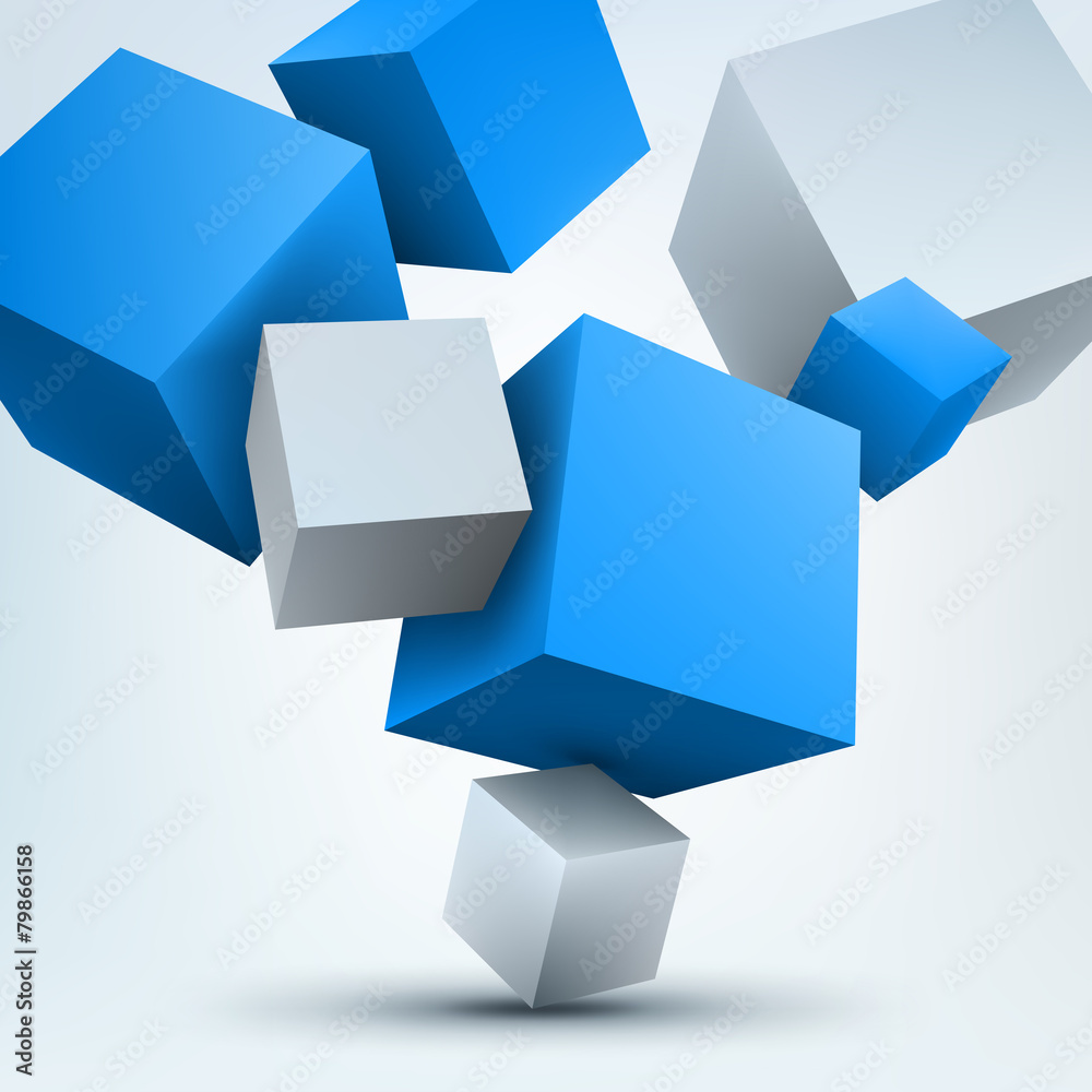 Vector illustration of 3d cubes on white background Stock Vector ...