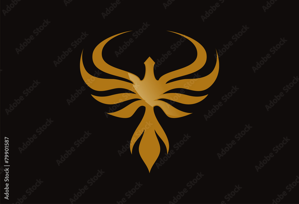 Gold bird logo vector wings silhouette Stock Vector | Adobe Stock