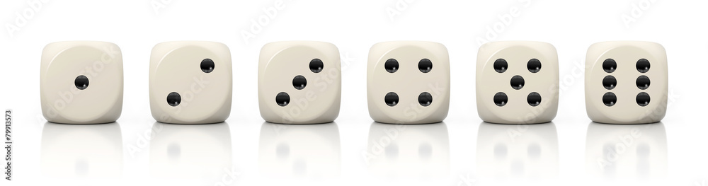Würfel Eins bis Sechs Stock Illustration | Adobe Stock