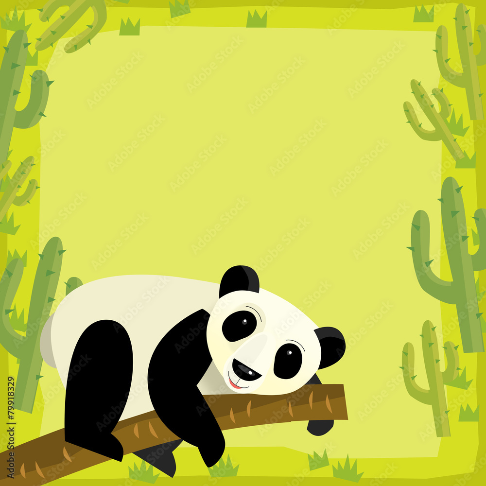 Cartoon frame scene - panda bear - illustration Stock Illustration ...