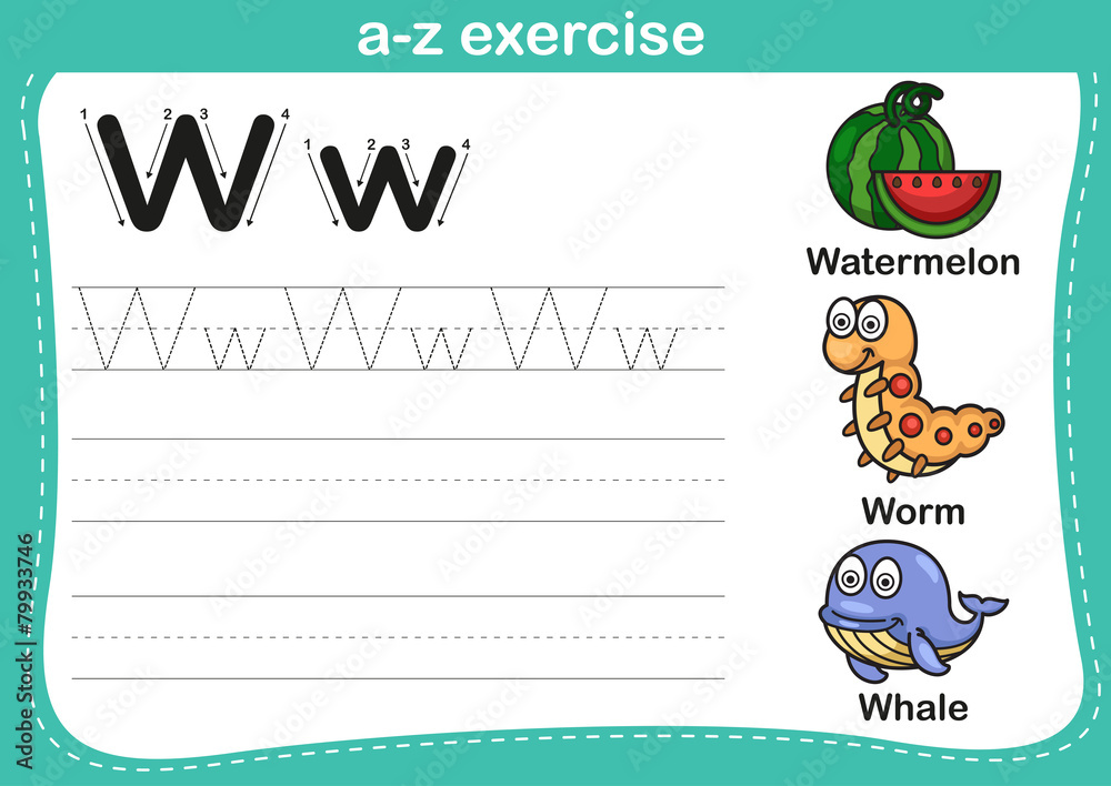 Alphabet a-z exercise with cartoon vocabulary illustration Stock Vector ...