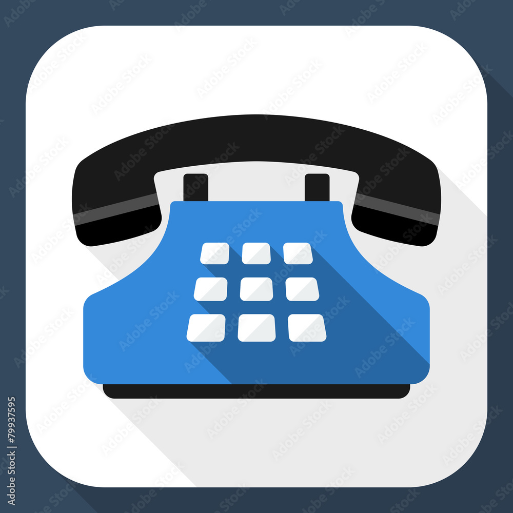 Push-button telephone flat icon with long shadow Stock Vector | Adobe Stock