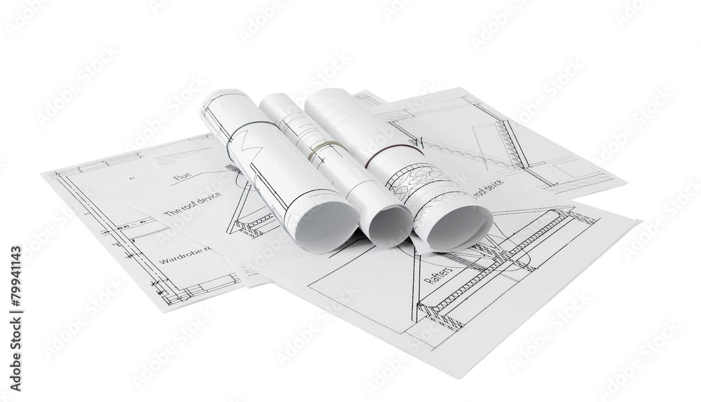 Repair work. Drawings for building on white a background. Stock Photo ...