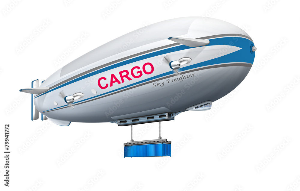 Cargo - Zeppelin, Schwerlast - Luftschiff mit Container,freigest Stock ...