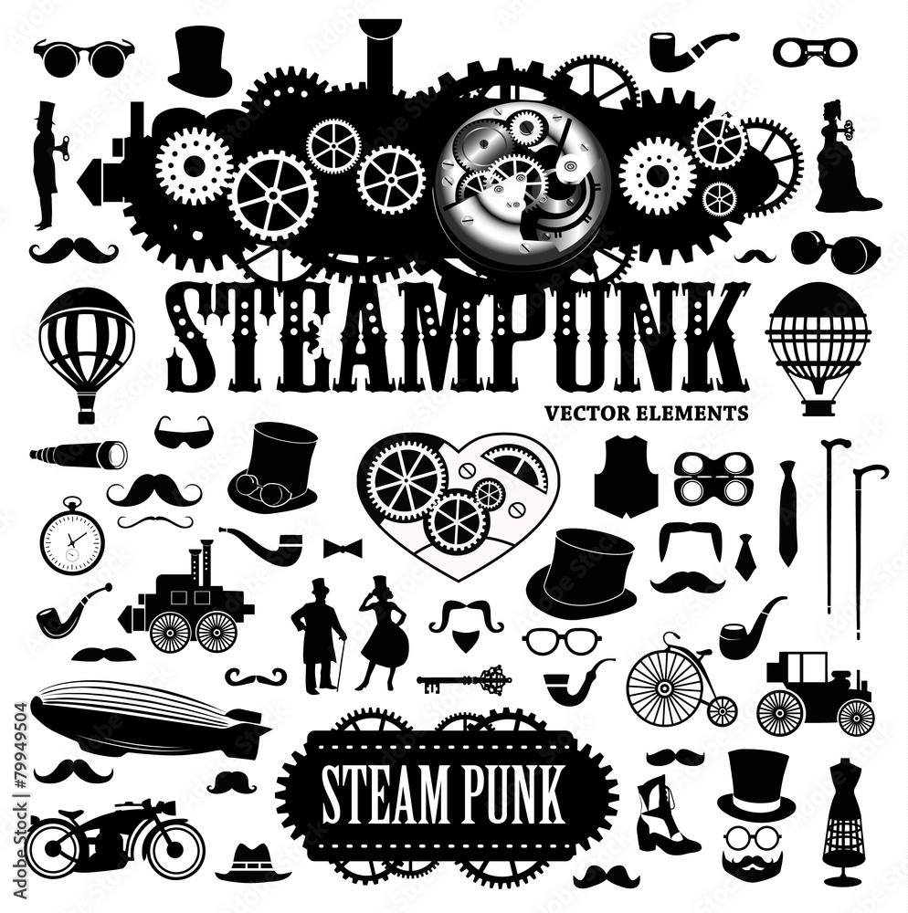 Steampunk elements. Vector icons Stock Vector | Adobe Stock
