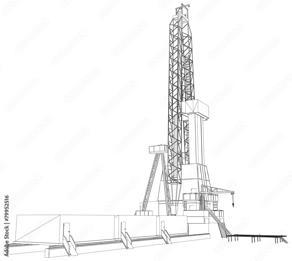 Oil rig. Detailed vector illustration Stock Vector | Adobe Stock