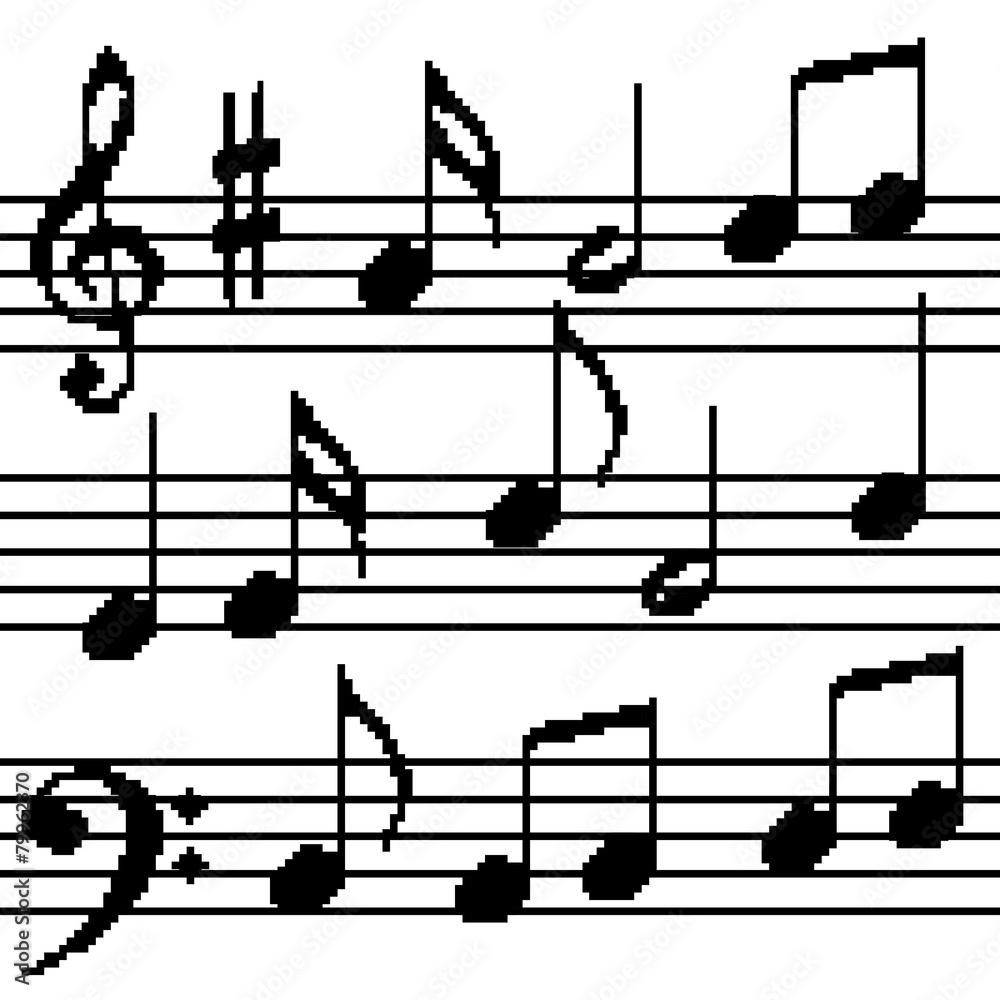 Pixel art music notes Stock Vector | Adobe Stock