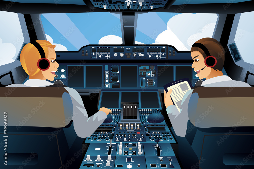 Pilot and copilot inside the cockpit Stock Vector | Adobe Stock