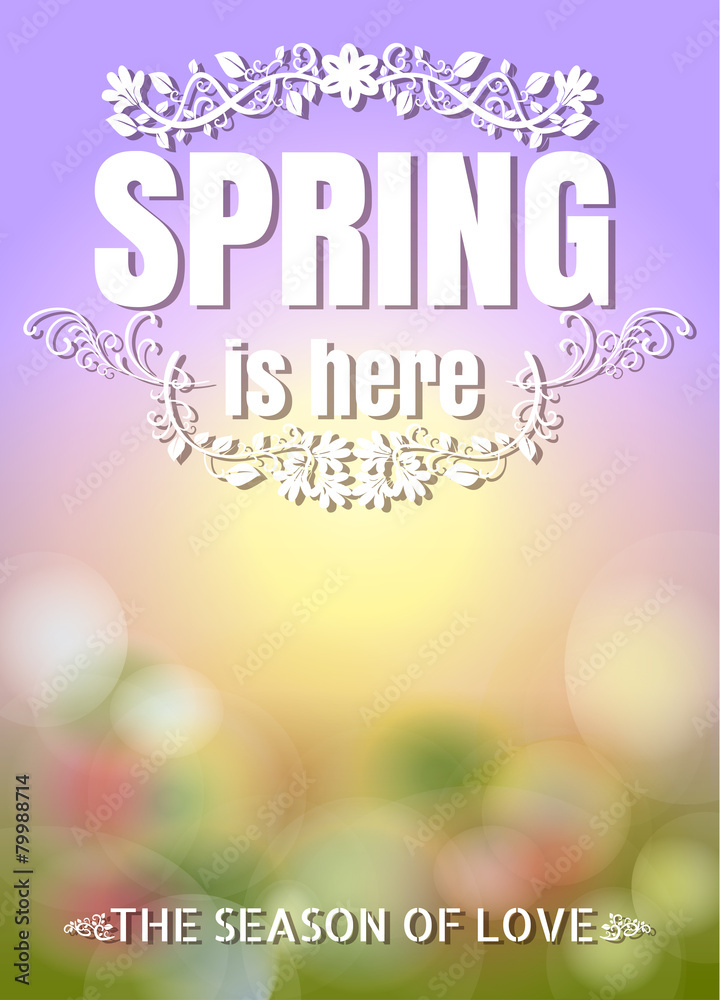 Spring Is Here Typographical Background blur vector format eps 1 Stock ...