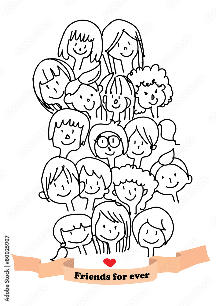 people company friends team partnership doodle EPS10 Stock Vector ...