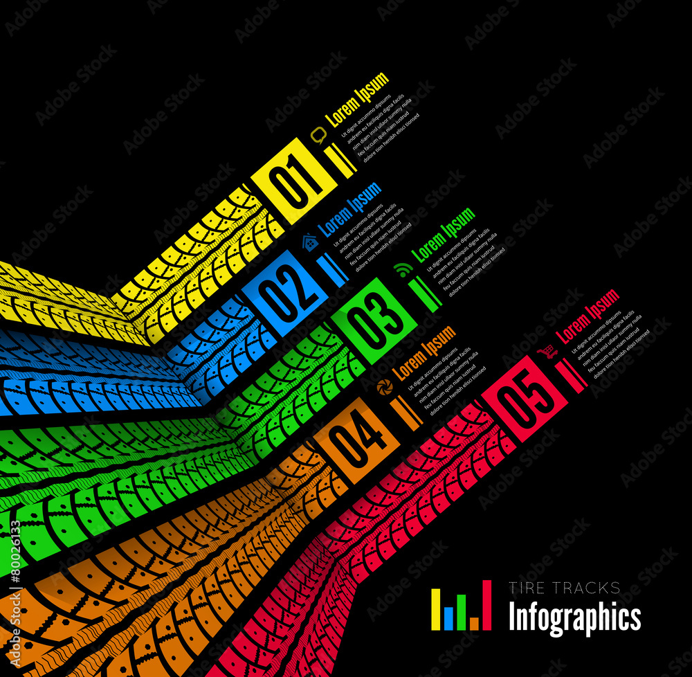 Tire tracks infographics background Stock Vector | Adobe Stock