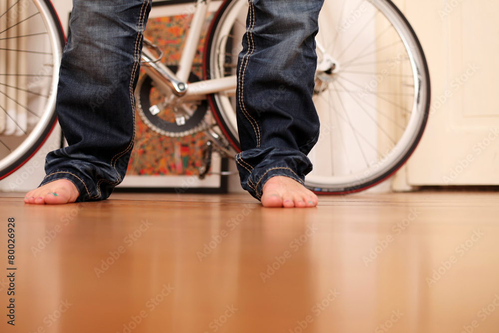 Barfuß in Jeans Stock Photo | Adobe Stock